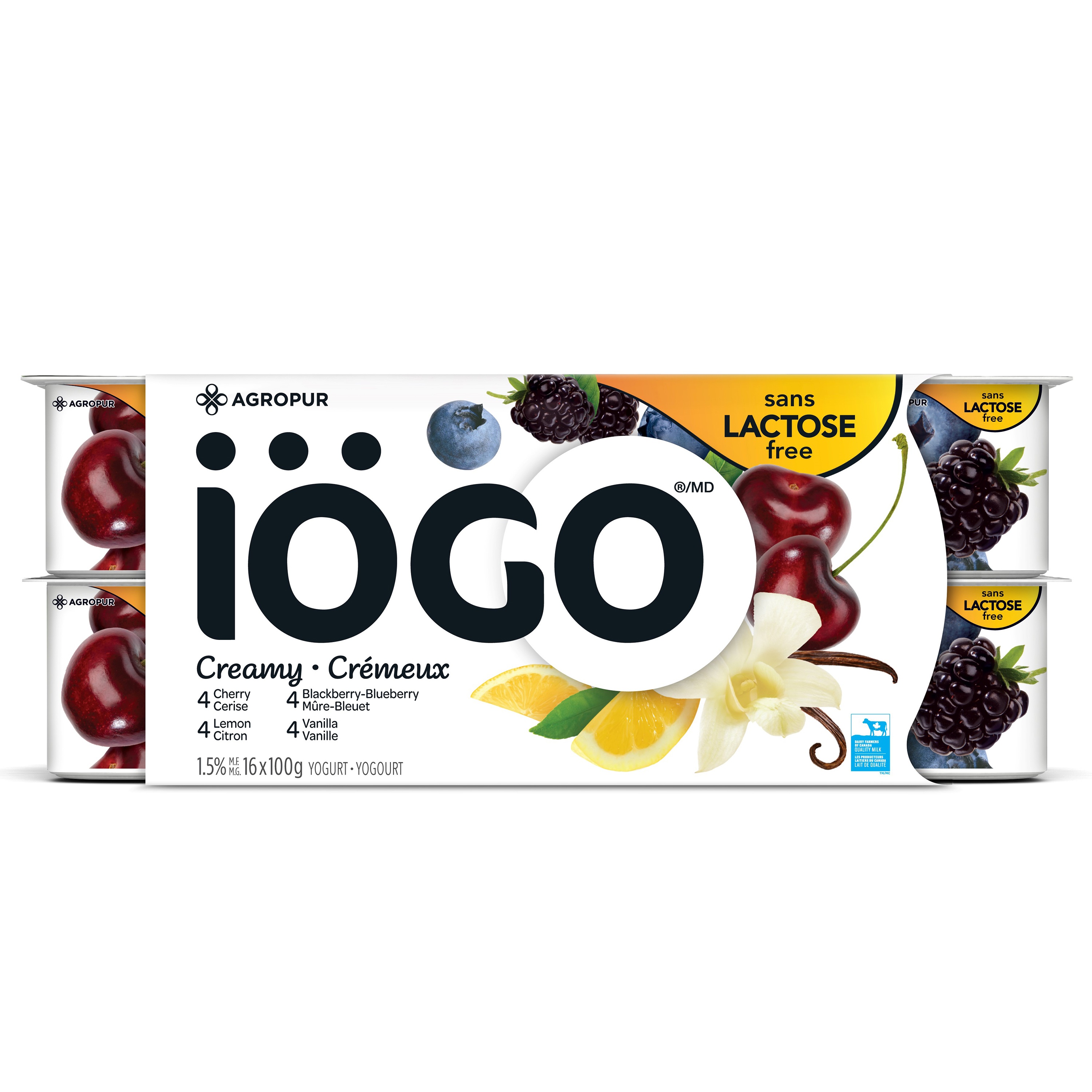 IÖGO creamy 1.5% Cherry, Lemon, Vanilla, Blackberry-Blueberry Lactose ...