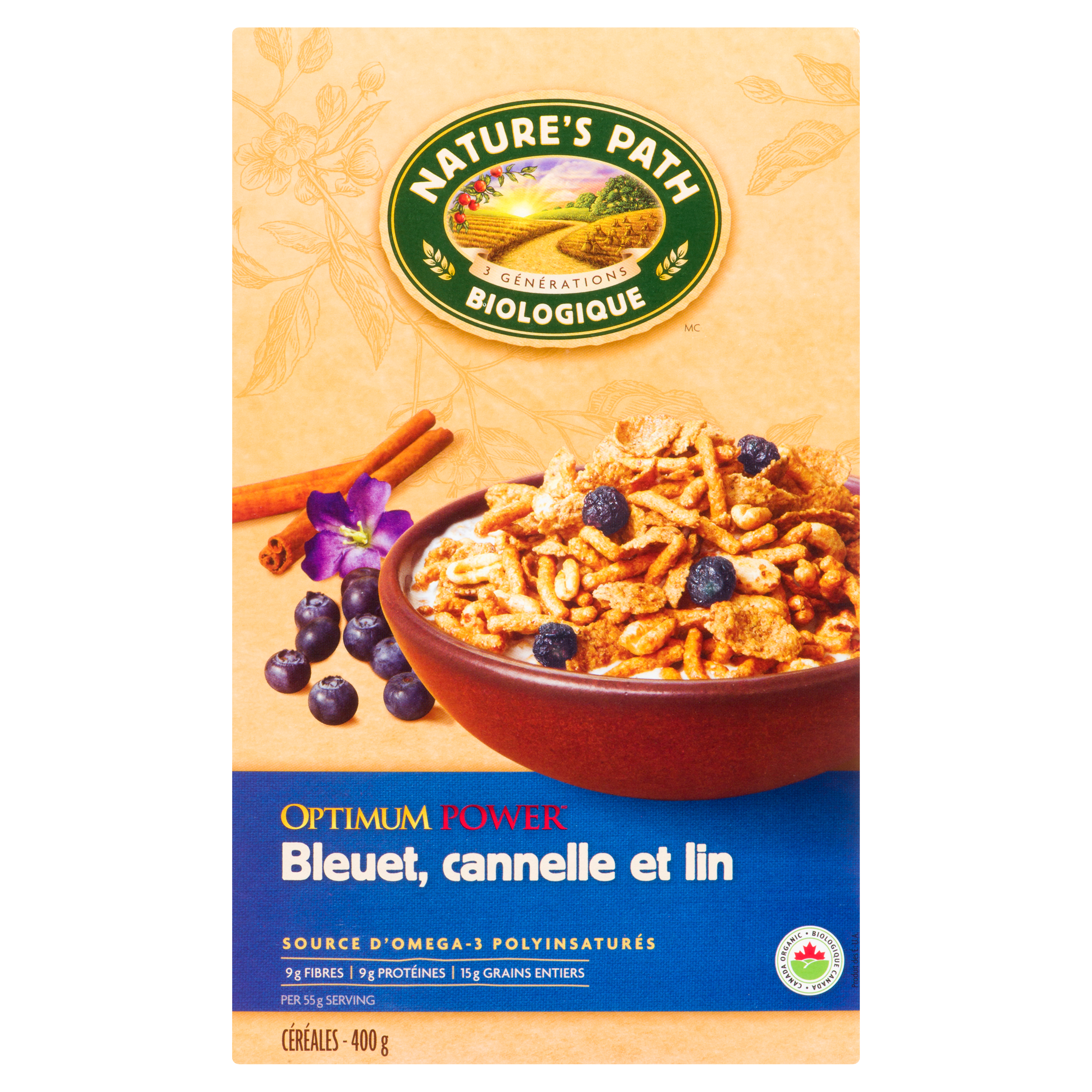 Nature's Path Optimum Power Cereal Blueberry Cinnamon Flax Organic 400 ...